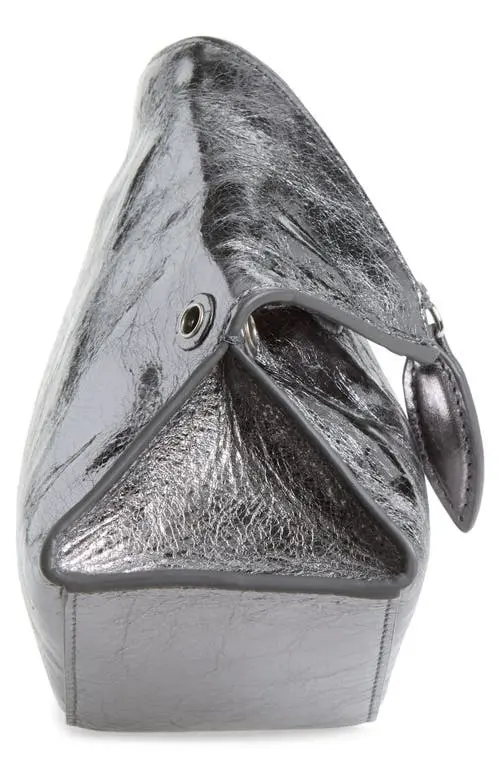 Alexander McQueen Manta Crinkled Metallic Leather Clutch
