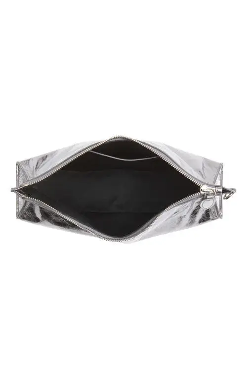 Alexander McQueen Manta Crinkled Metallic Leather Clutch - Lead