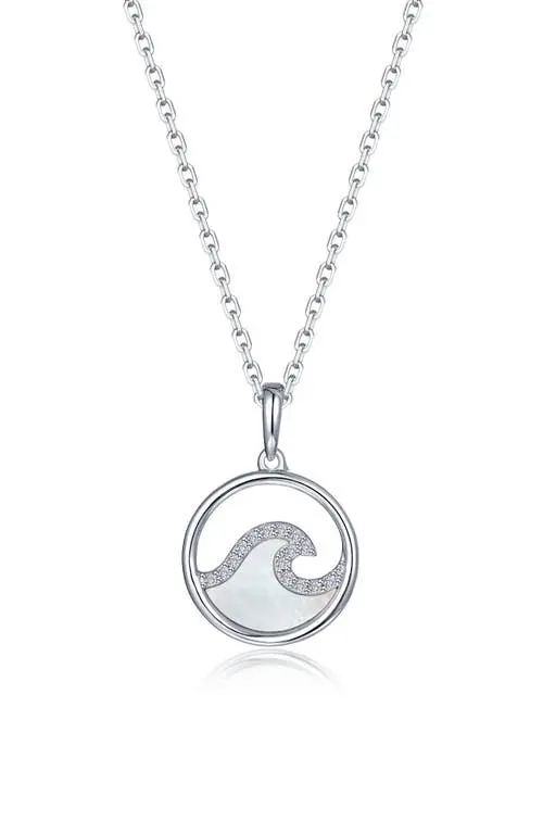 Lafonn Ocean Wave Mother-of-pearl Pavé Simulated Diamond Pendant Necklace - Mop