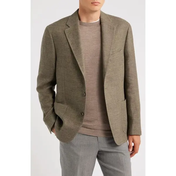 Vince Relaxed Fit Sport Coat In Cotton & Linen Blend - Green