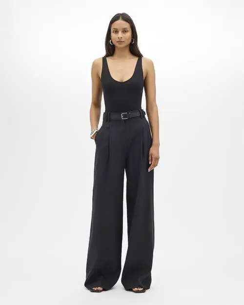 Another Tomorrow Linen Pleated Trouser