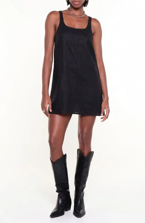 THE LULO PROJECT Floral Linen & Cotton Mini Dress - Black01