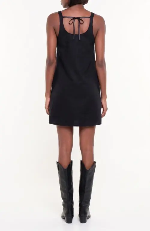 THE LULO PROJECT Floral Linen & Cotton Mini Dress - Black01