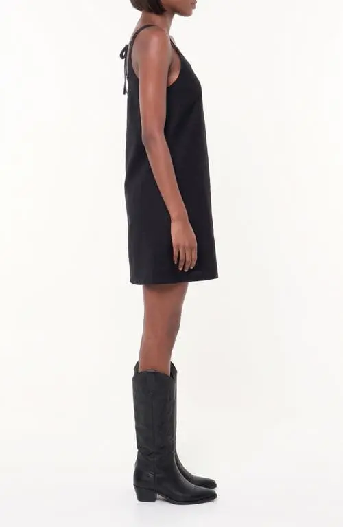 THE LULO PROJECT Floral Linen & Cotton Mini Dress - Black01