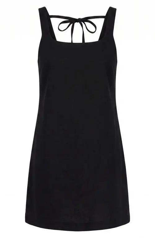 THE LULO PROJECT Floral Linen & Cotton Mini Dress - Black01