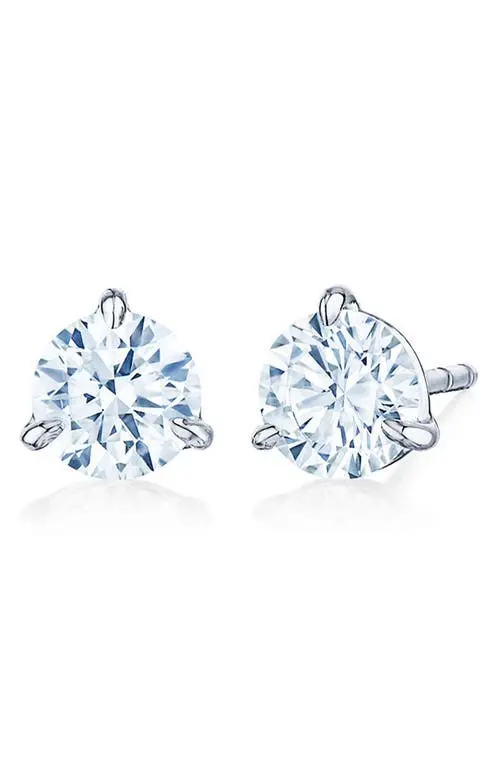 Kwiat Round Brilliant Cut Diamond Stud Earrings, 0.75 Ct