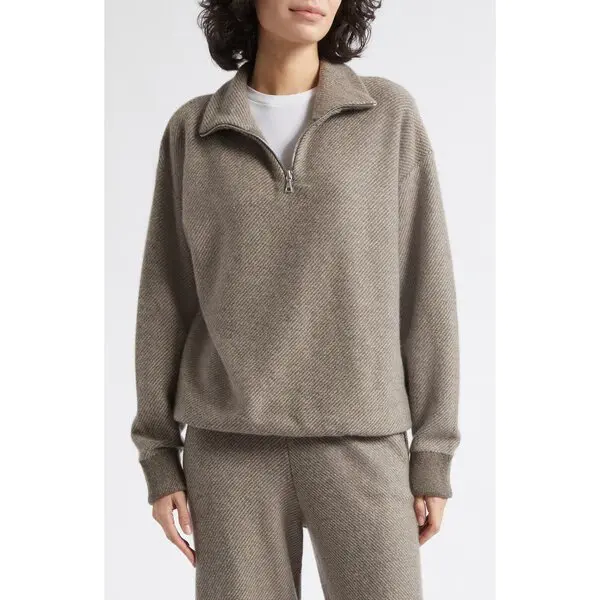 Johnstons Of Elgin Cashmere Quarter Zip Sweater - Heather/pebble