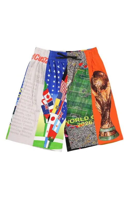 PLEASURES World Cup Patchwork Cotton Shorts