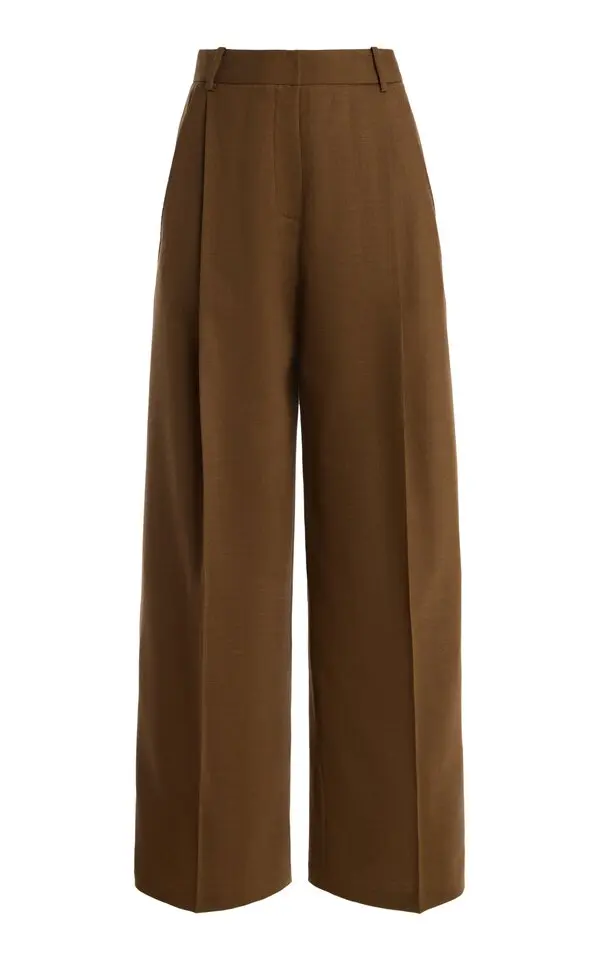 Oscar De La Renta Tailored Wide-leg Wool-blend Trousers