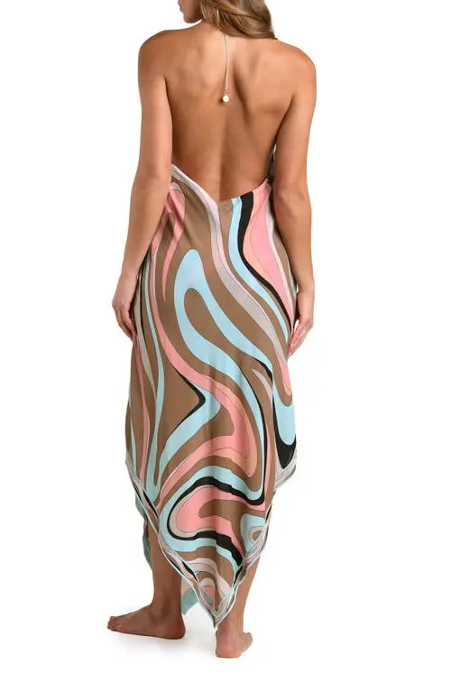 L'Agence Abstract Swirl Halterneck Maxi Dress