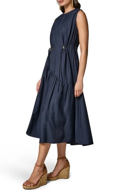 DONNA KARAN WEEKEND Sleeveless Gathered Midi Dress
