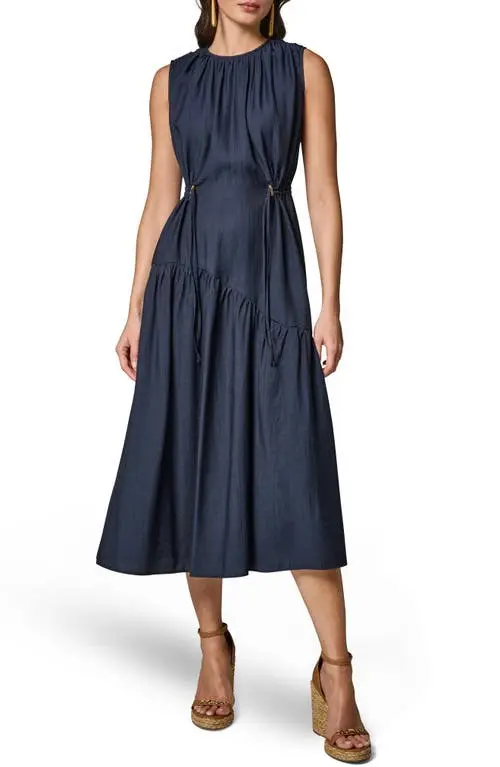 DONNA KARAN WEEKEND Sleeveless Gathered Midi Dress