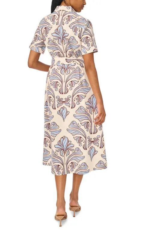 Halogen Printed Belted Midi Shirtdress