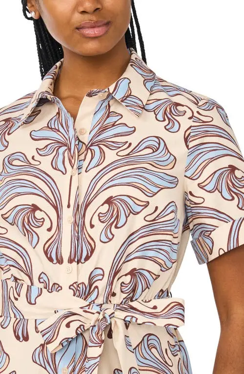 Halogen Printed Belted Midi Shirtdress