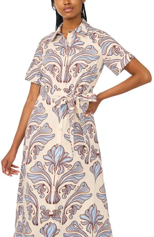 Halogen Printed Belted Midi Shirtdress