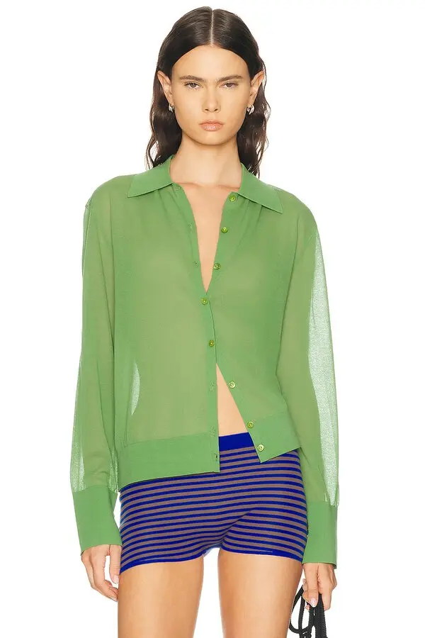 FRAME The Collared Cardigan - Peridot