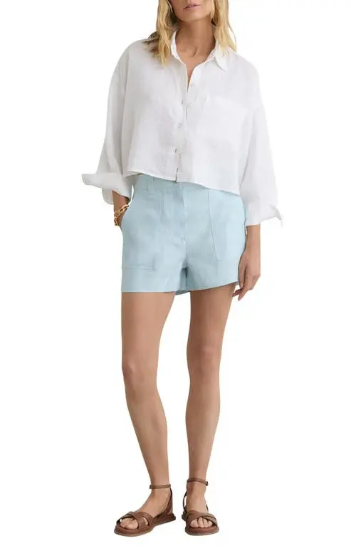 REISS Ashby Linen Shorts - Light Blue