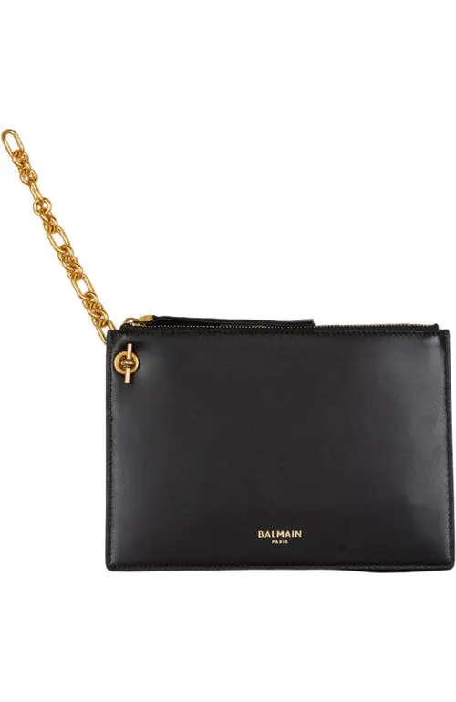Balmain Pulse Card Holder In Smooth Leather With Removable Chain