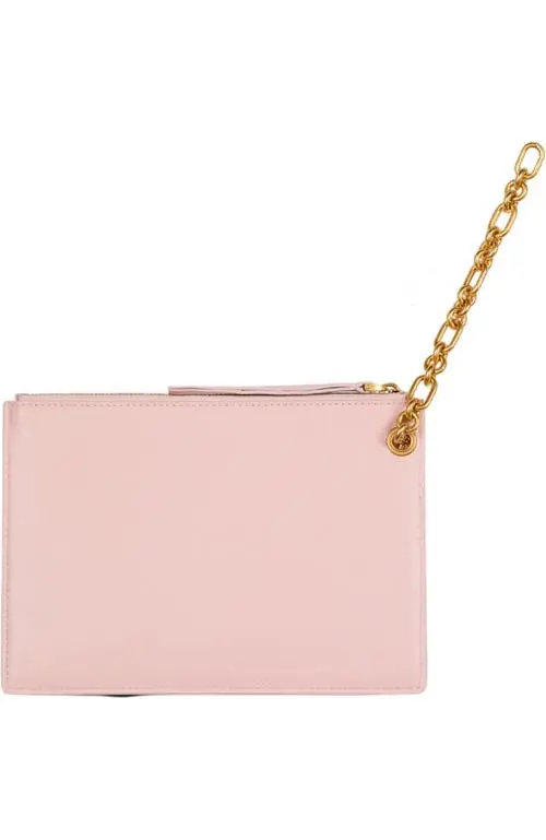 Balmain Pulse Card Holder In Smooth Leather With Removable Chain - Pink