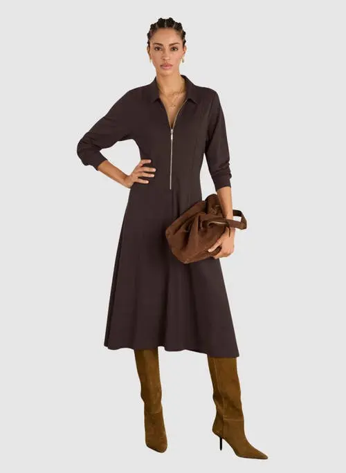 BAUKJEN Mariposa Ponte Zip Front Midi Dress