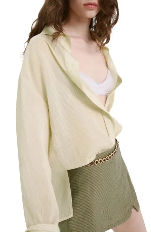 Mango Relaxed Fit Striped Button-up Shirt - Green