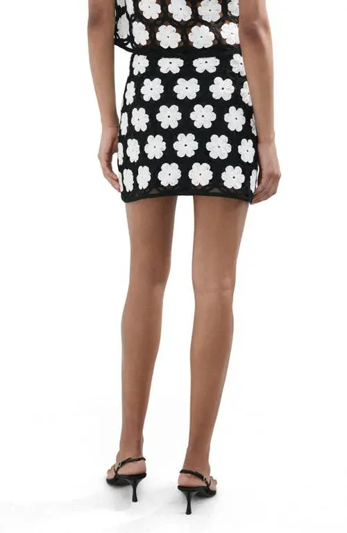 Mango Crochet Floral Mini Skirt