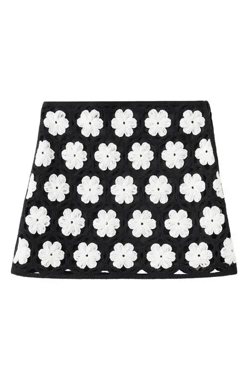 Mango Crochet Floral Mini Skirt
