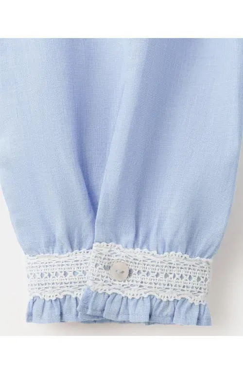 Mango Embroidered Lace Trim Button-up Shirt
