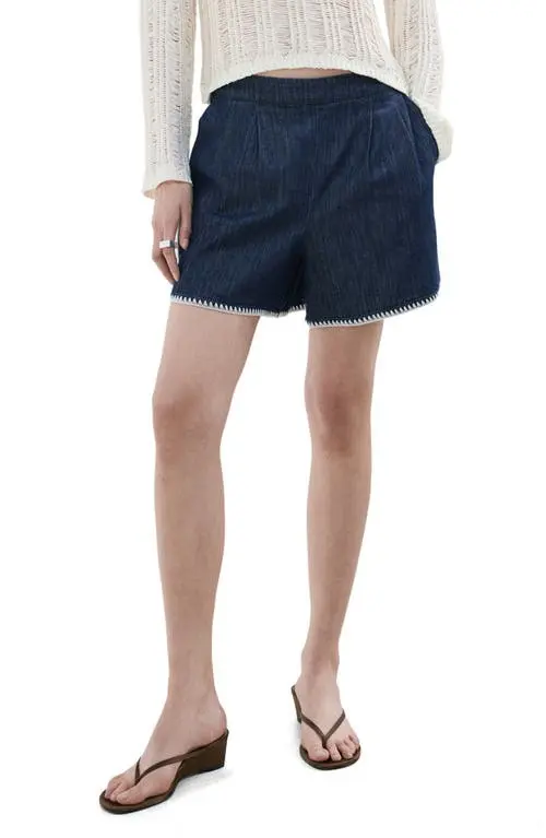 Mango Pleated Pull-on Denim Shorts