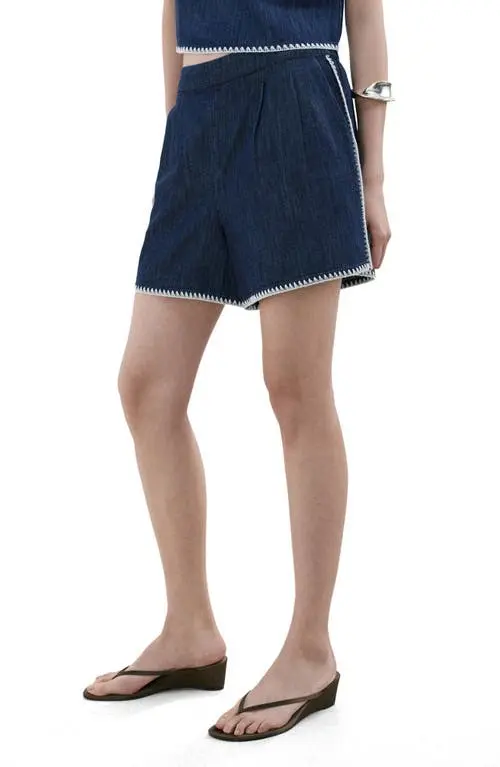 Mango Pleated Pull-on Denim Shorts