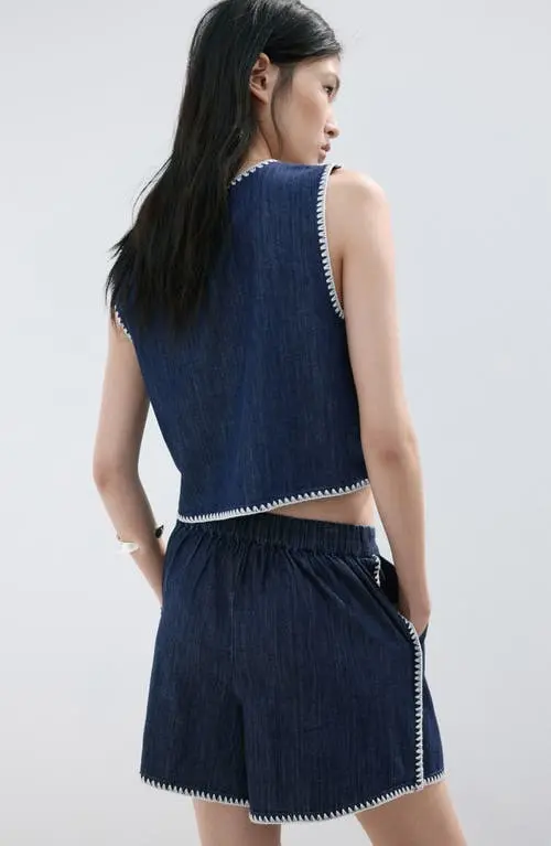 Mango Pleated Pull-on Denim Shorts