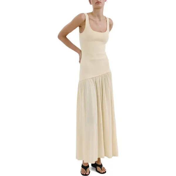 Mango Asymmetric Cut Knit A-line Dress - Vanilla