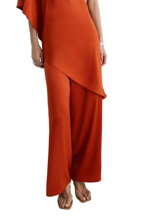 Mango Straight Leg Satin Pants - Russet