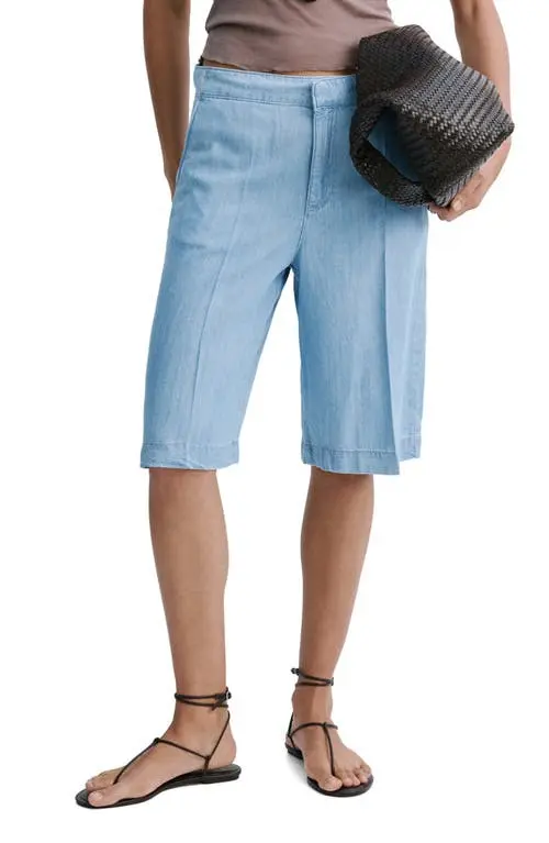 Mango Low Rise Denim Bermuda Shorts - Light Blue