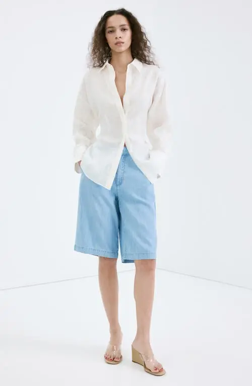 Mango Low Rise Denim Bermuda Shorts