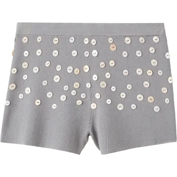 Mango Decorative Button Knit Shorts - Medium Heather Grey
