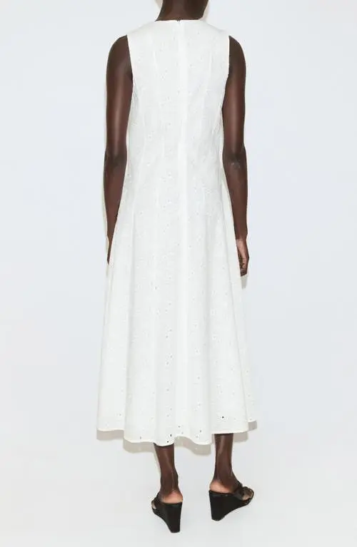 Mango Eyelet Embroidered A-line Midi Dress