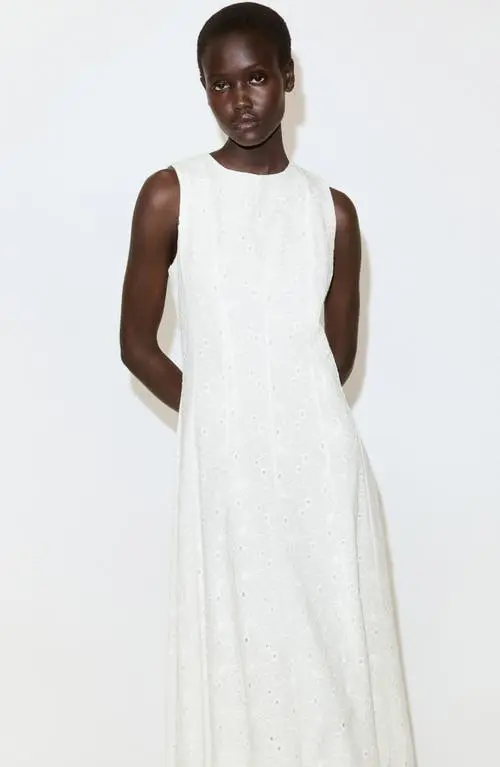Mango Eyelet Embroidered A-line Midi Dress