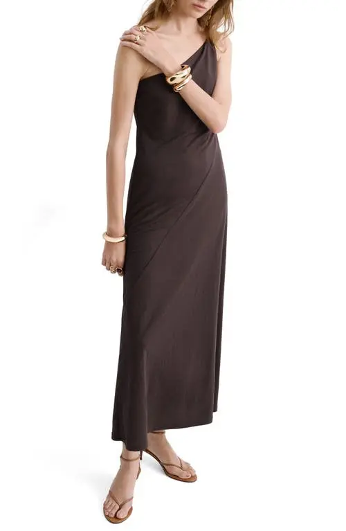 Mango One-shoulder Maxi Dress - Brown