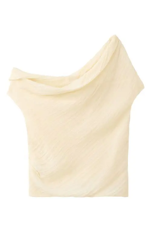 Mango Textured One-shoulder Top With Draped Neckline