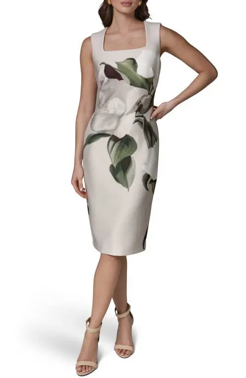 Donna Karan New York Floral Print Sheath Dress - Sisal Mult