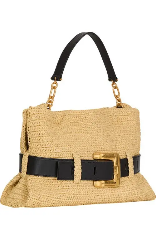 Balmain Medium Anthem Bag In Smooth Leather And Crochet