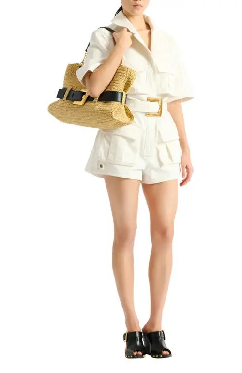 Balmain Medium Anthem Bag In Smooth Leather And Crochet