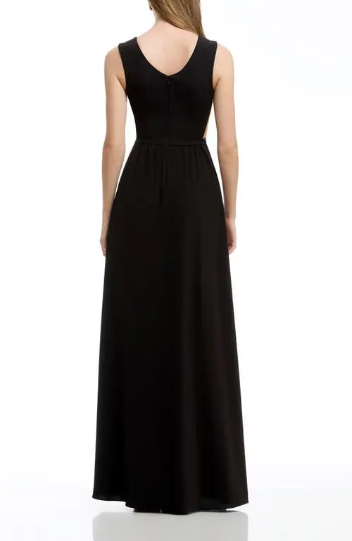 Dress The Population Katrina Illusion Sleeveless Gown With Side Slit