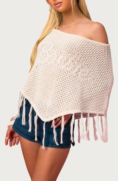 EDIKTED X Barbie® Cotton Fringe Trim Poncho