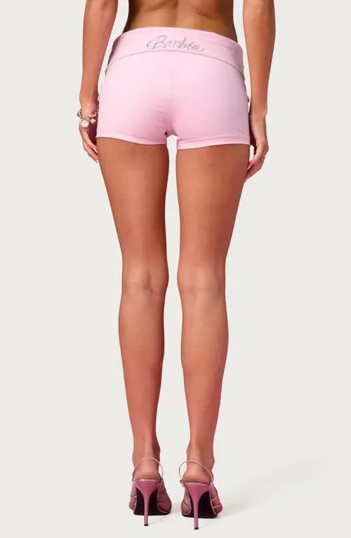 EDIKTED Barbie Rhinestone Foldover Shorts