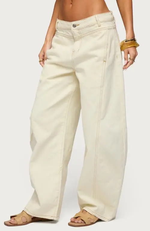 EDIKTED Gili Contrast Stitch Low Rise Pants