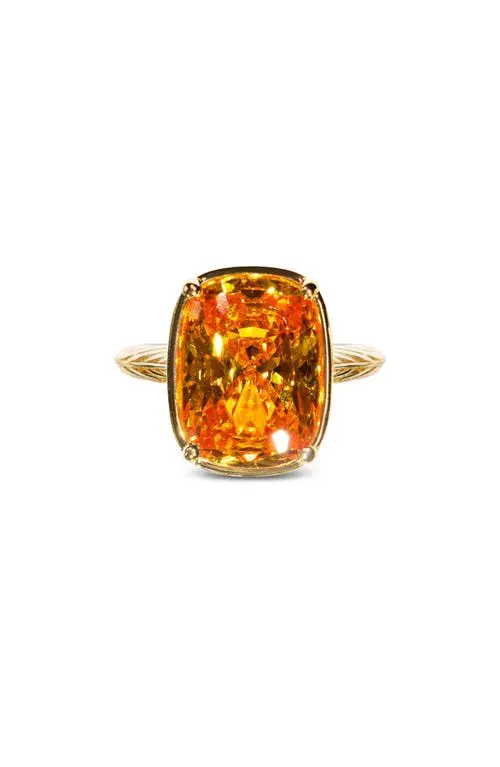 Sterling Forever Elongated Cushion-cut Cubic Zirconia Cocktail Ring - Gold/canary