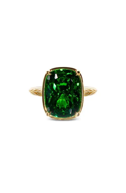 Sterling Forever Elongated Cushion-cut Cubic Zirconia Cocktail Ring - Gold/emerald