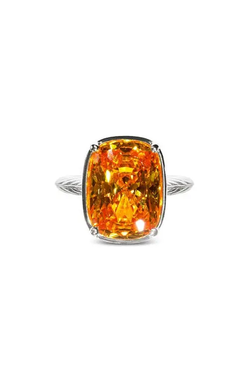Sterling Forever Elongated Cushion-cut Cubic Zirconia Cocktail Ring - Silver/canary